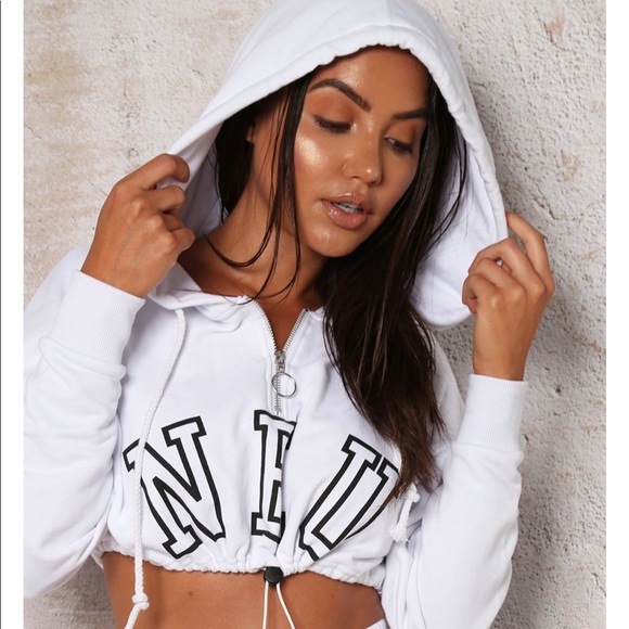 neu apparel | Tops | Neu Apparel Cropped Track Hoodie Top S | Poshmark